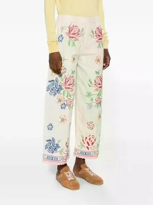 ORSINA Cross-stitch Embroidered Palazzo Pants