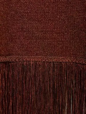 AKEP Fringe-trimmed V-neck Dress