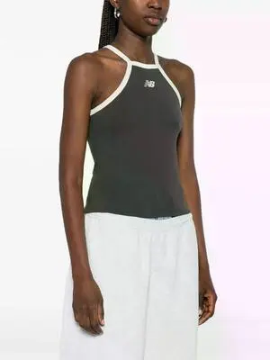 NEW BALANCE Logo-embroidered Racerback Tank Top - Grey