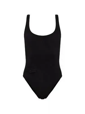 MAISON MARGIELA Button-detail Textured Swimsuit - Black