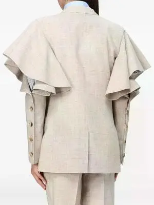 Moschino Textured Blazer With Ruffled Sleeves