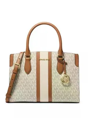 Michael Kors Becca Monogram-pattern Striped Tote Bag - Neutrals