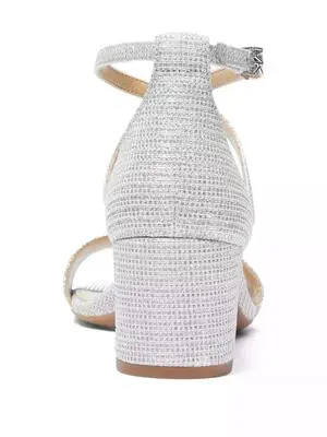 Michael Kors 57mm Serena Flex Crossover-strap Heeled Sandals - Silver