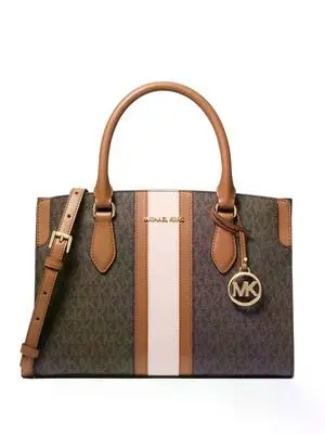Michael Kors Logo-print Striped Tote Bag - Brown