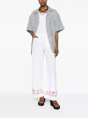 Maison Labiche Embroidered Wide-leg Trousers - White