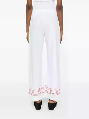 Maison Labiche Embroidered Wide-leg Trousers - White