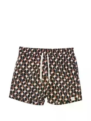 Altea Geometric-print Drawstring Swim Shorts - Black
