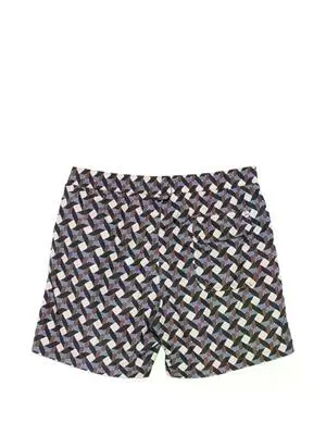 Altea Geometric-print Swim Shorts - Brown