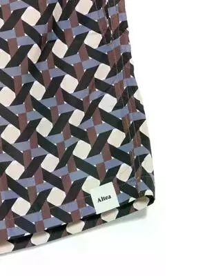 Altea Geometric-print Swim Shorts - Brown