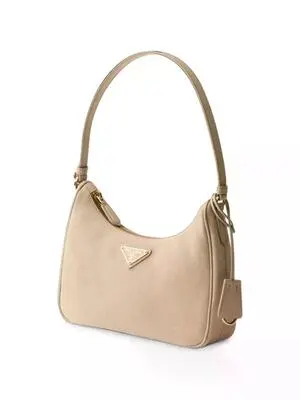 Prada Re-edition 2005 Nubuck And Saffiano Leather Mini Bag - Neutrals