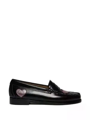 G.H.BASS Metallic-heart Penny Loafers - Black