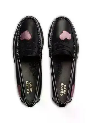 G.H.BASS Metallic-heart Penny Loafers - Black