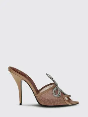 Valentino Garavani Coeur Vipère Rhinestone Mesh Nylon Mules - Beige
