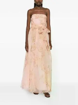 Max Mara Floral-print Strapless Dress