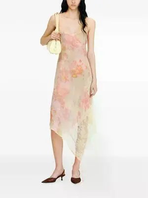 DIESEL® Midi Floral-print Lace-trim Dress