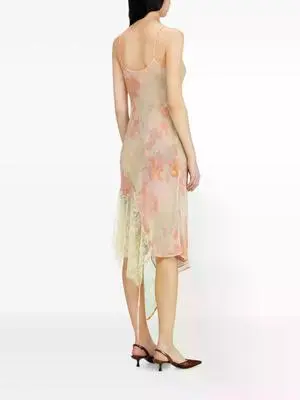 DIESEL® Midi Floral-print Lace-trim Dress