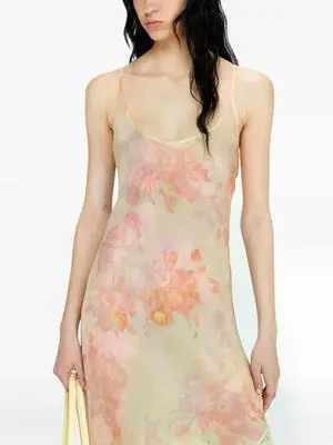 DIESEL® Midi Floral-print Lace-trim Dress
