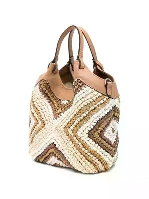 GIANNI CHIARINI Woven Chevron-pattern Tote Bag - Brown