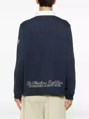 LA MARTINA Logo-patch Long-sleeve Polo Shirt