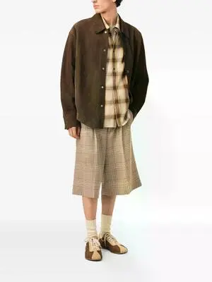 AMI Paris Prince Of Wales Checkered Wool Shorts - Neutrals