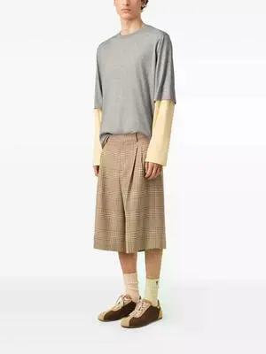 AMI Paris Prince Of Wales Checkered Wool Shorts - Neutrals