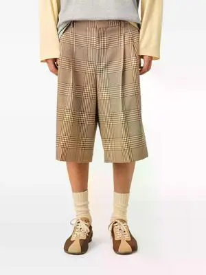 AMI Paris Prince Of Wales Checkered Wool Shorts - Neutrals