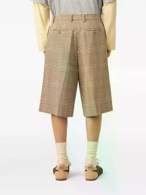 AMI Paris Prince Of Wales Checkered Wool Shorts - Neutrals