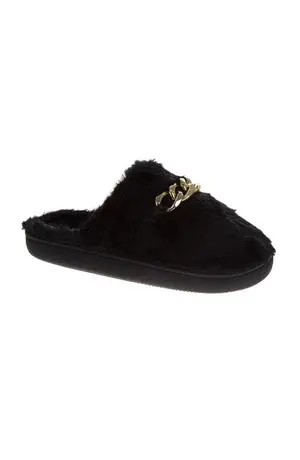 Badgley Mischka Chain Link Slippers - Black