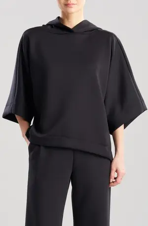 Natori Udon Scuba Knit Pajama Hoodie - Black