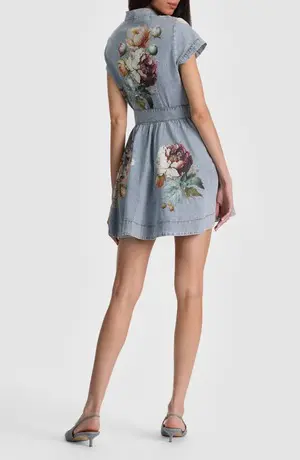 Alice + Olivia Lucy Floral Denim Shirtdress - Sierra Vintage/multi