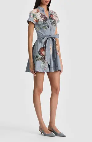 Alice + Olivia Lucy Floral Denim Shirtdress - Sierra Vintage/multi