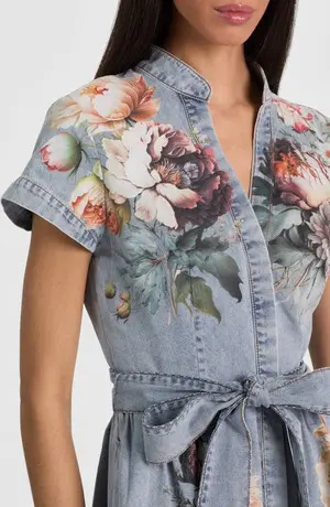 Alice + Olivia Lucy Floral Denim Shirtdress - Sierra Vintage/multi