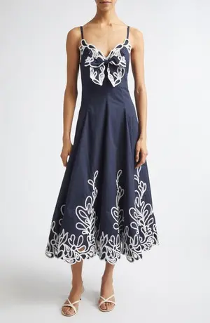 Cinq À Sept Embroidered Paisley Cotton Dress