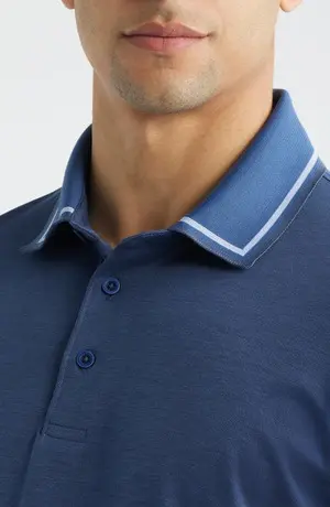 Johnston & Murphy Tipped Contrast Collar Polo - Navy