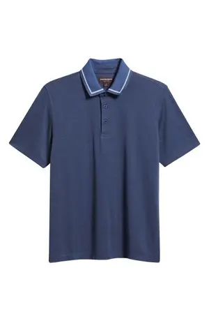 Johnston & Murphy Tipped Contrast Collar Polo - Navy