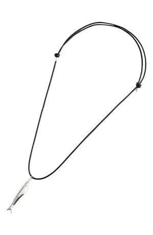 Madewell Fish Pendant Cord Necklace - Warm Silver