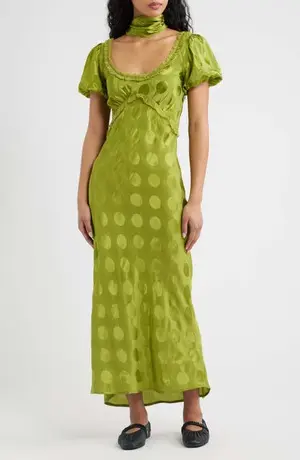 DAMSON MADDER Aoife Dot Satin Jacquard Dress