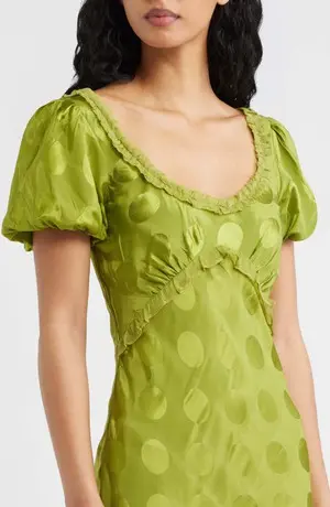 DAMSON MADDER Aoife Dot Satin Jacquard Dress