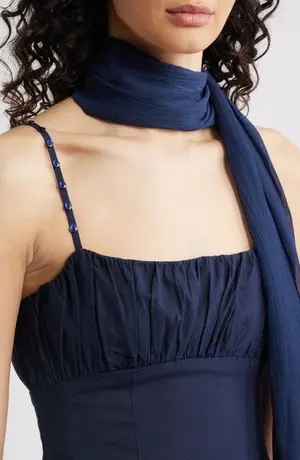 DAMSON MADDER Juno Ruffle Midi Dress With Scarf