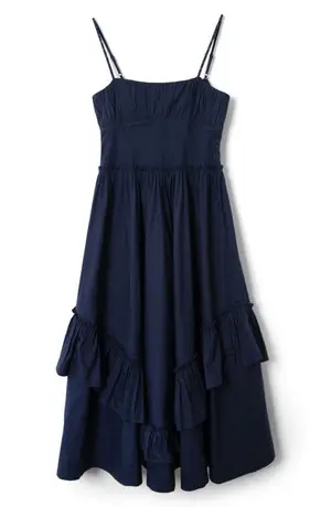 DAMSON MADDER Juno Ruffle Midi Dress With Scarf