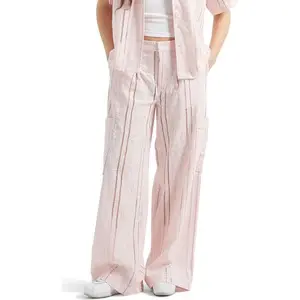 Brixton The Mercer Cotton Eyelet Wide Leg Pants - Chalk Pink