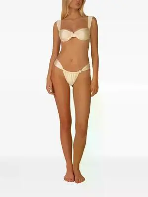 MONTCE Sandra Pearl-embellished Gathered Bikini Bottoms