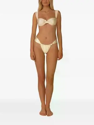 MONTCE Sandra Pearl-embellished Gathered Bikini Bottoms