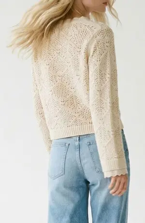 Vero Moda Susana Pointelle Cotton-blend Sweater - Birch