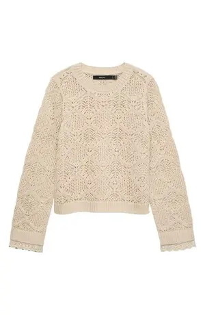 Vero Moda Susana Pointelle Cotton-blend Sweater - Birch