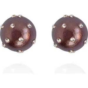SAULE LABEL Saulė Label Gaia Jet Petite Earrings With Crystals Chocolate Cherry