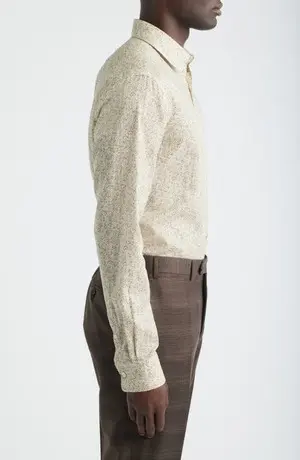Canali Button-up Linen & Cotton Top - Brown