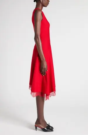 Alexander McQueen Lace Detail Asymmetric Dress - Flame