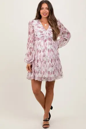 PINKBLUSH Floral Chiffon Plisse Mini Dress