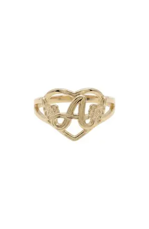 THE M JEWELERS Cutout Flower Heart Letter Ring - Gold A
